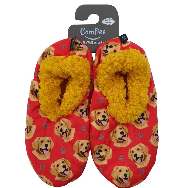 Raining Cats and Dogs |Golden Retriever Comfies Slippers