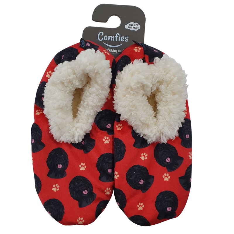 Raining Cats and Dogs |Labradoodle Black Comfies Slippers